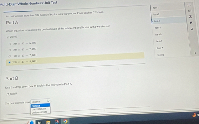 Solved: Multi-Digit Whole Numbers Unit Test ter 1 An online book store ...