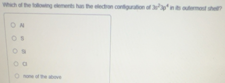 Solved: Which of the following elements has the electron configuration ...
