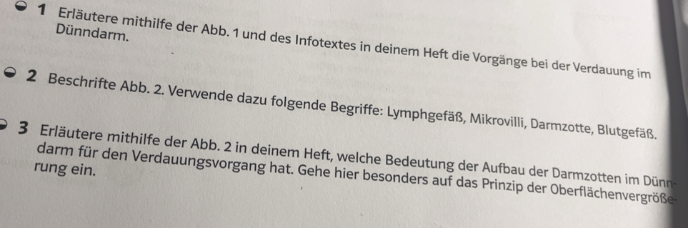Gelöst:Dünndarm. 1 Erläutere mithilfe der Abb. 1 und des Infotextes in ...