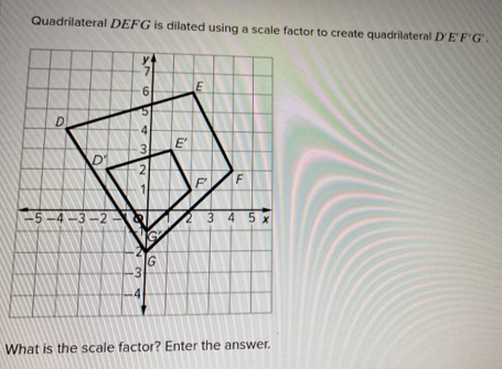 Solved: Quadrilateral DEFG is dilated using a scale factor to create ...