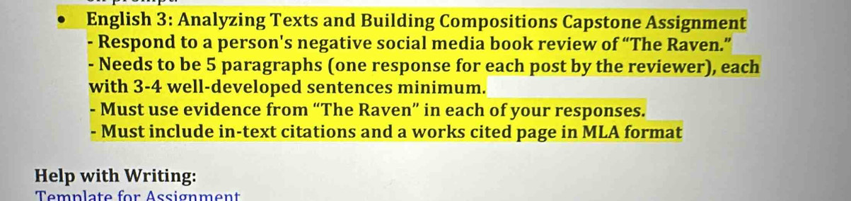 Solved: English 3: Analyzing Texts and Building Compositions Capstone ...