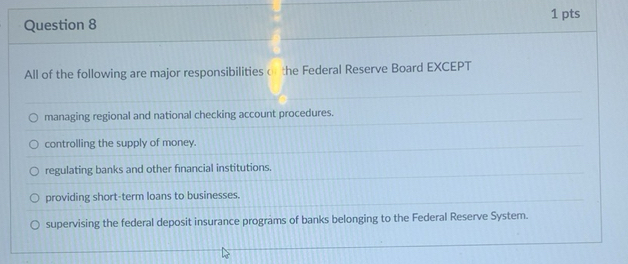 Solved: All of the following are major responsibilitieso the Federal ...