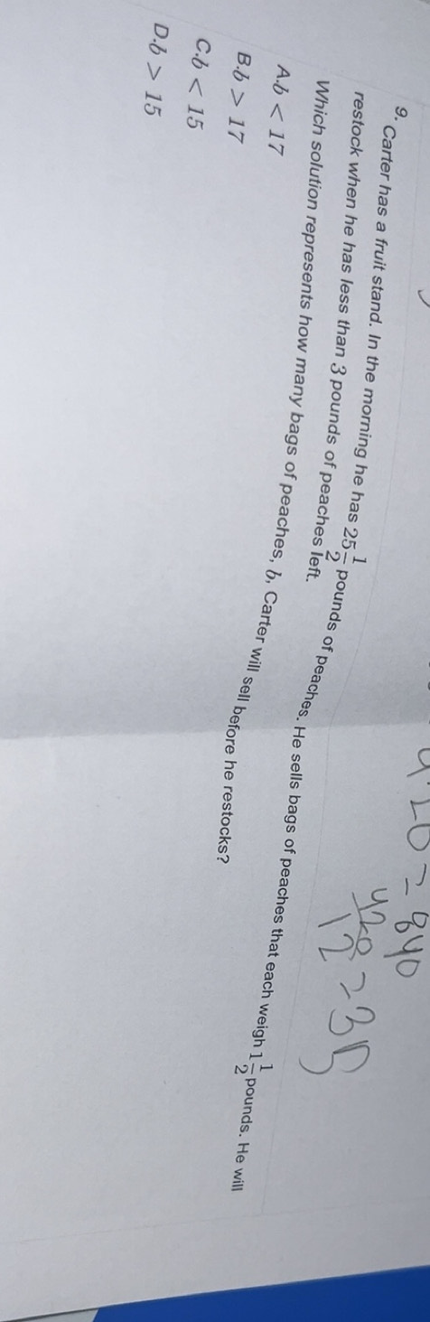 Solved: restock when he has less than 3 pounds of peaches left. 9 ...