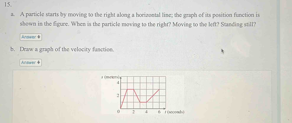 Solved: A particle starts by moving to the right along a horizontal line; the graph of its ...