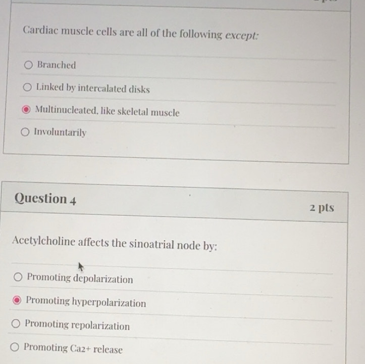 Solved: Cardiac muscle cells are all of the following except: Branched ...