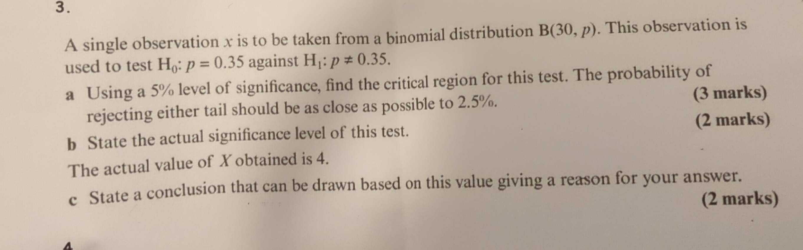 Solved: A single observation x is to be taken from a binomial ...