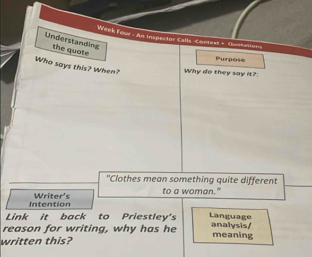 Solved: Week Four - An Inspector Calls -Context + Quotations ...