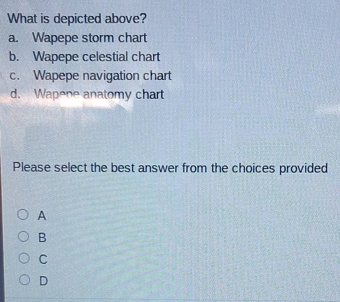 Solved: What is depicted above? a. Wapepe storm chart b. Wapepe ...