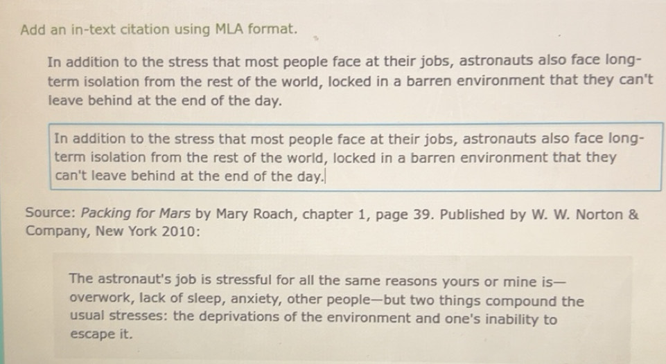 Solved: Add an in-text citation using MLA format. In addition to the ...