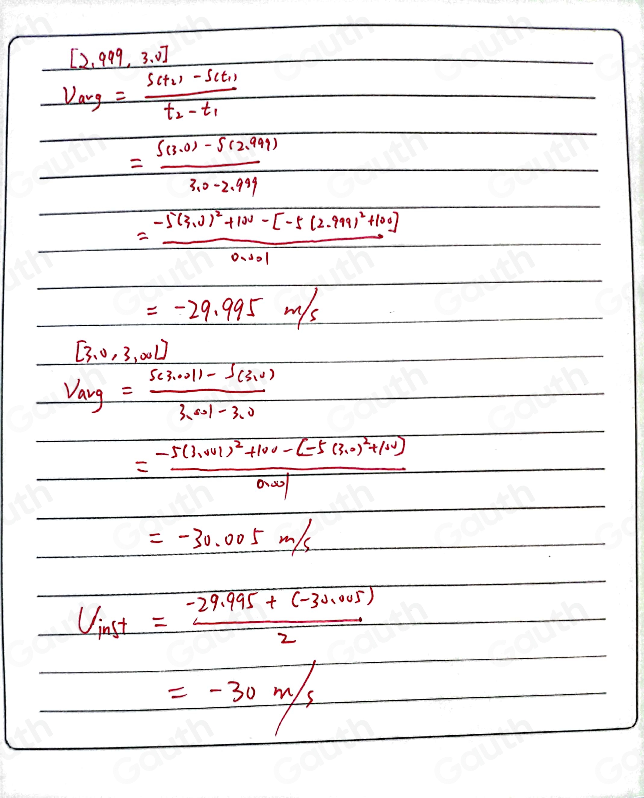 Solved: The position of a rock dropped from a height of 100-meters is ...