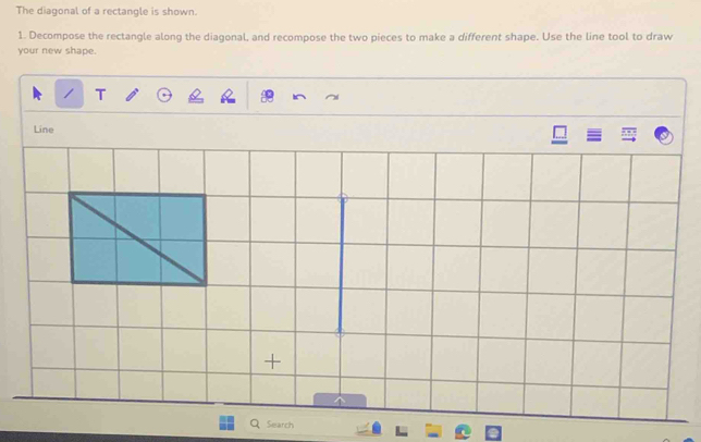 Solved: The diagonal of a rectangle is shown. 1. Decompose the ...