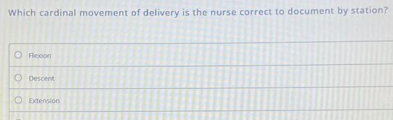 Solved: Which cardinal movement of delivery is the nurse correct to ...