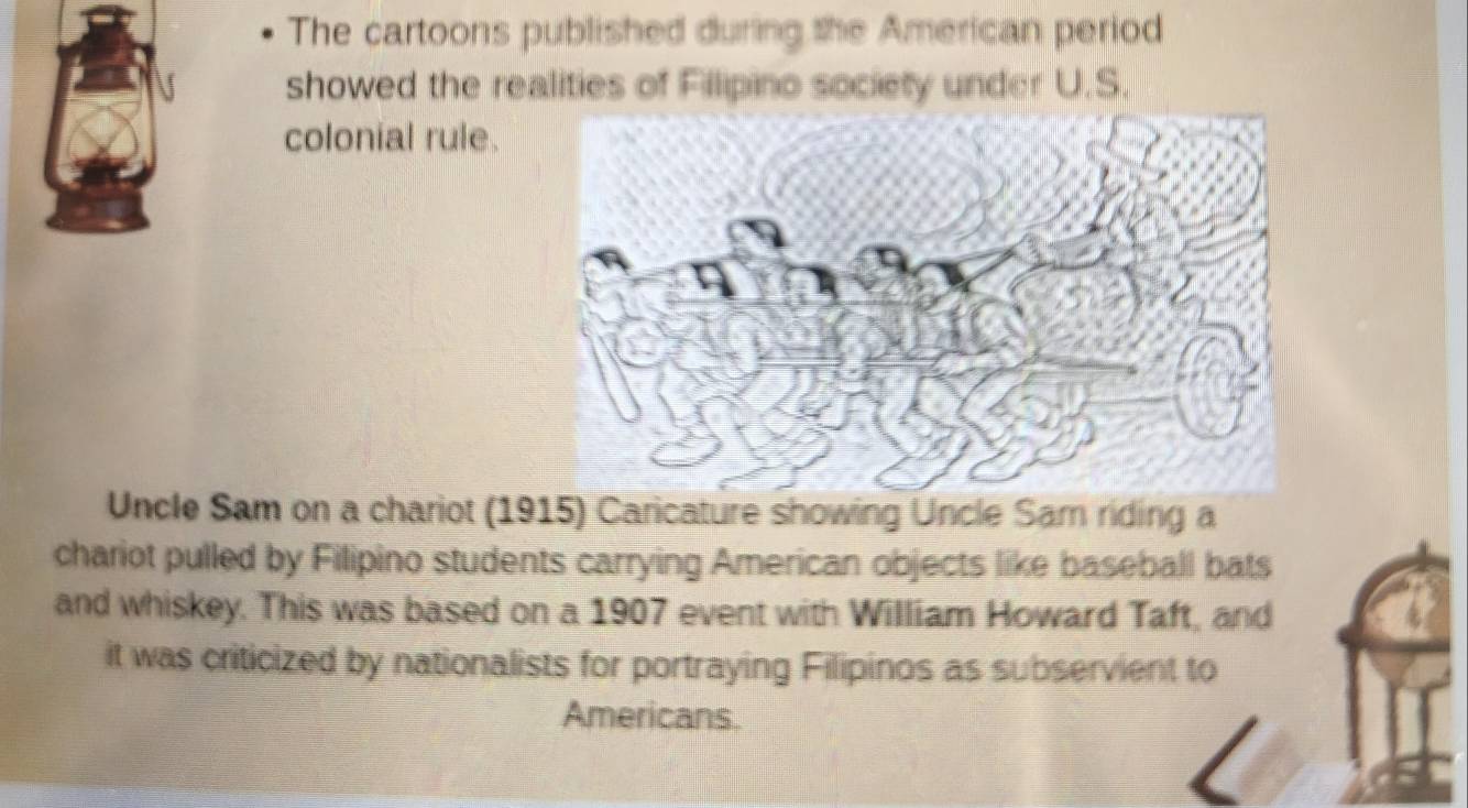 Solved: The cartoons published during the American period showed the ...
