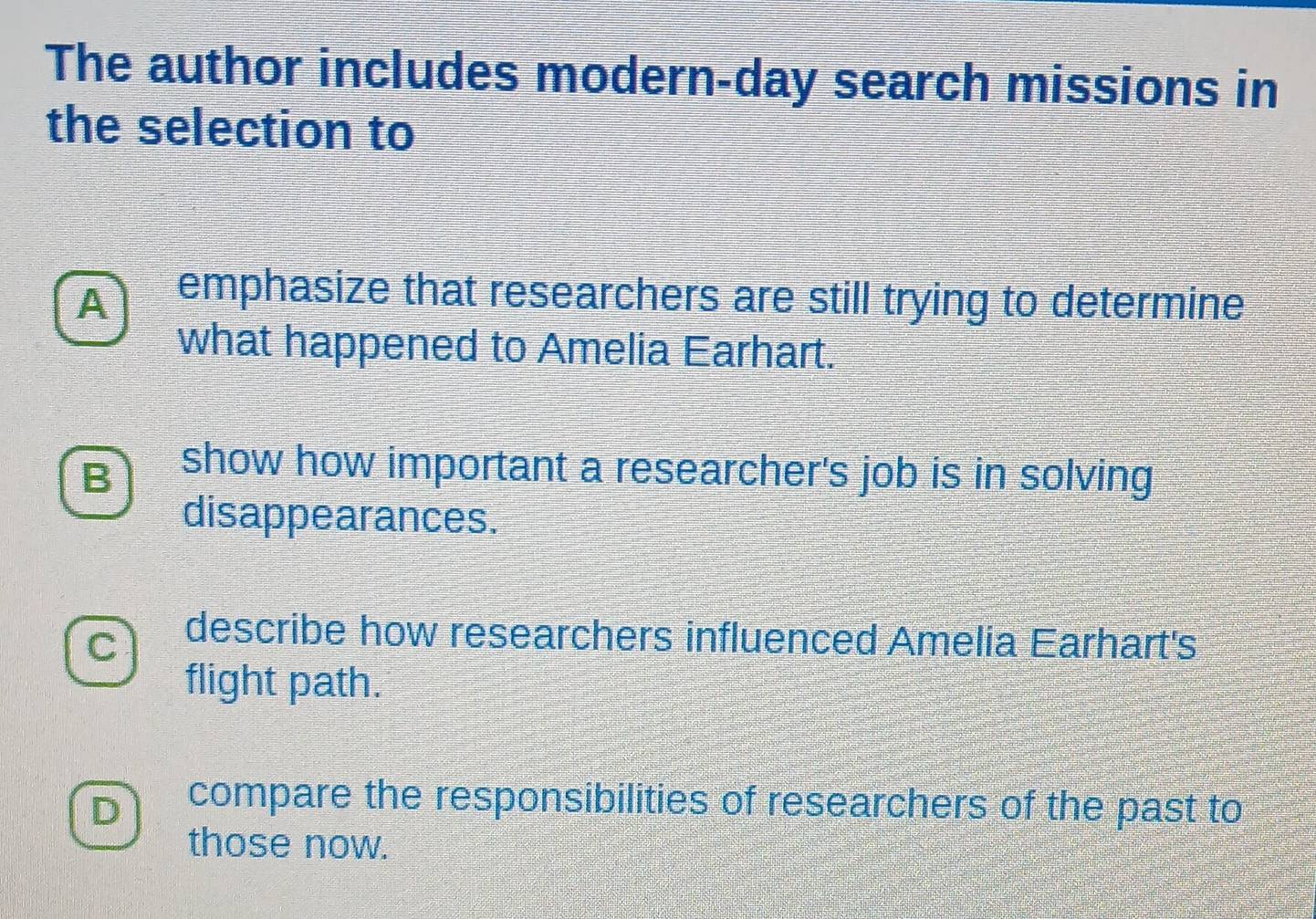 Solved: The author includes modern-day search missions in the selection ...