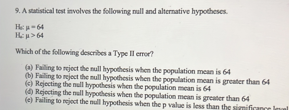 Solved: A statistical test involves the following null and alternative ...