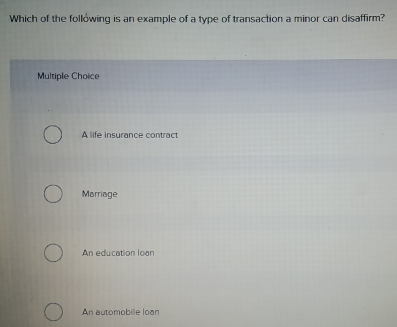 Solved: Which of the following is an example of a type of transaction a ...