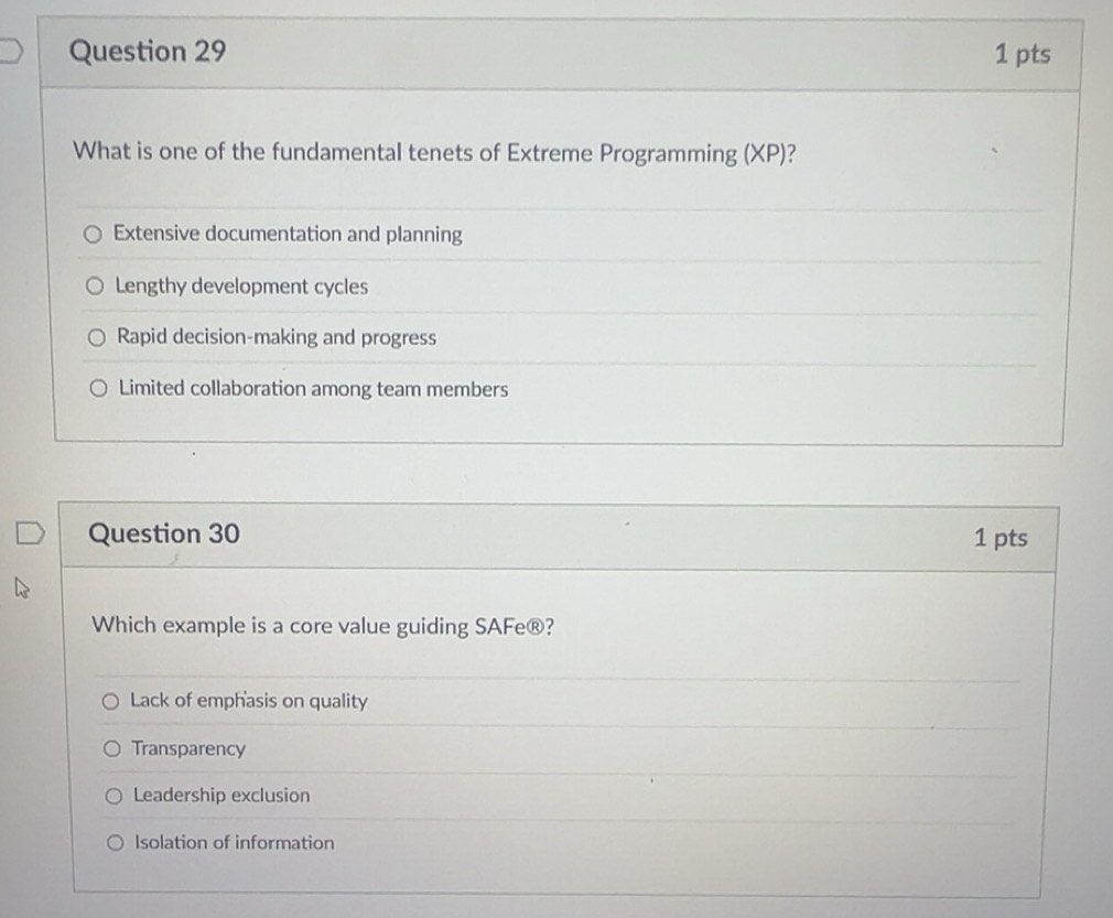 Solved: What is one of the fundamental tenets of Extreme Programming ...