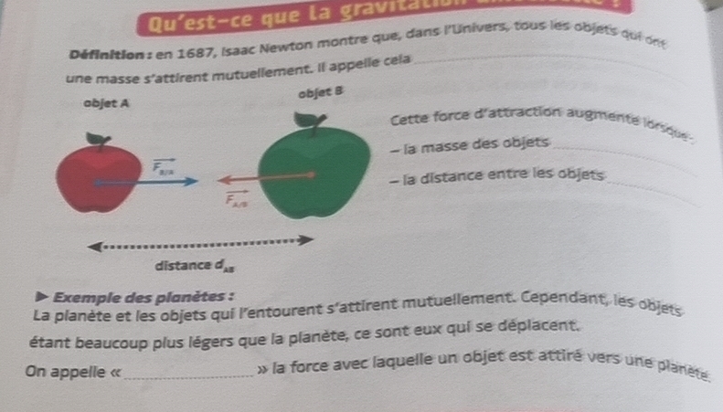 Résolu :Qu'est-ce que la gravita ti o Définition : en 1687, Isaac ...