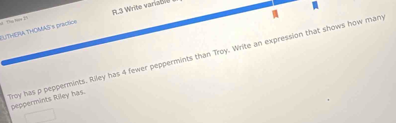 Solved: EUTHERA THOMAS's practice R.3 Write variable M Thụ Nav 21 Troy ...