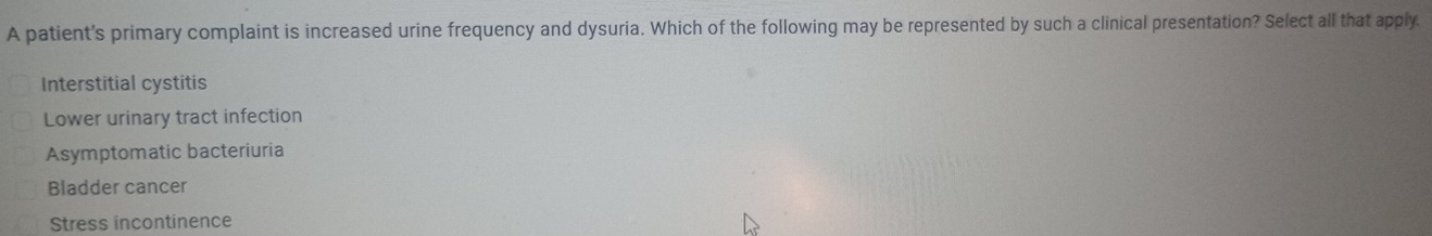 Solved: A patient's primary complaint is increased urine frequency and ...