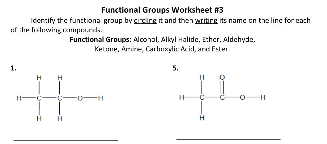 Solved: Functional Groups Worksheet #3 Identify the functional group by ...