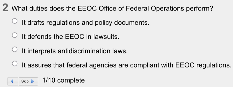 Solved: What duties does the EEOC Office of Federal Operations perform ...