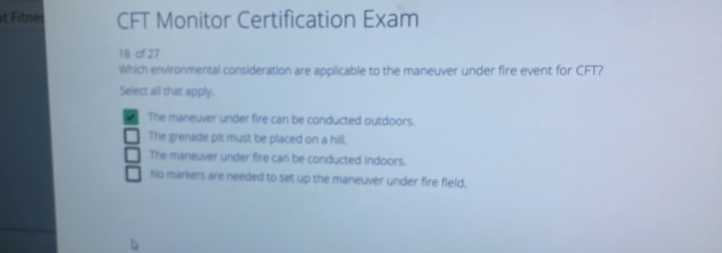 Solved: Ftner CFT Monitor Certification Exam 18 of 27 Which ...