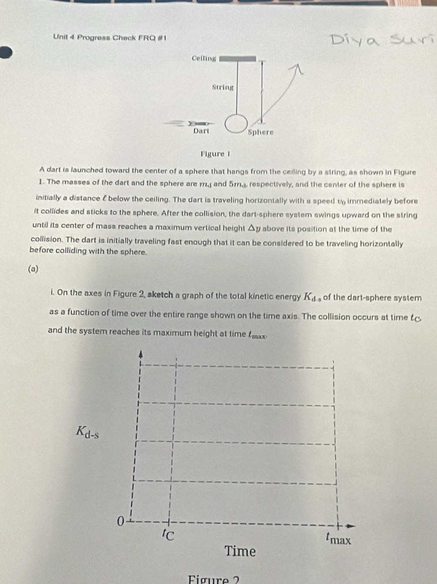 Solved: Progress Check FRQ #1 A dart is launched toward the center of a ...