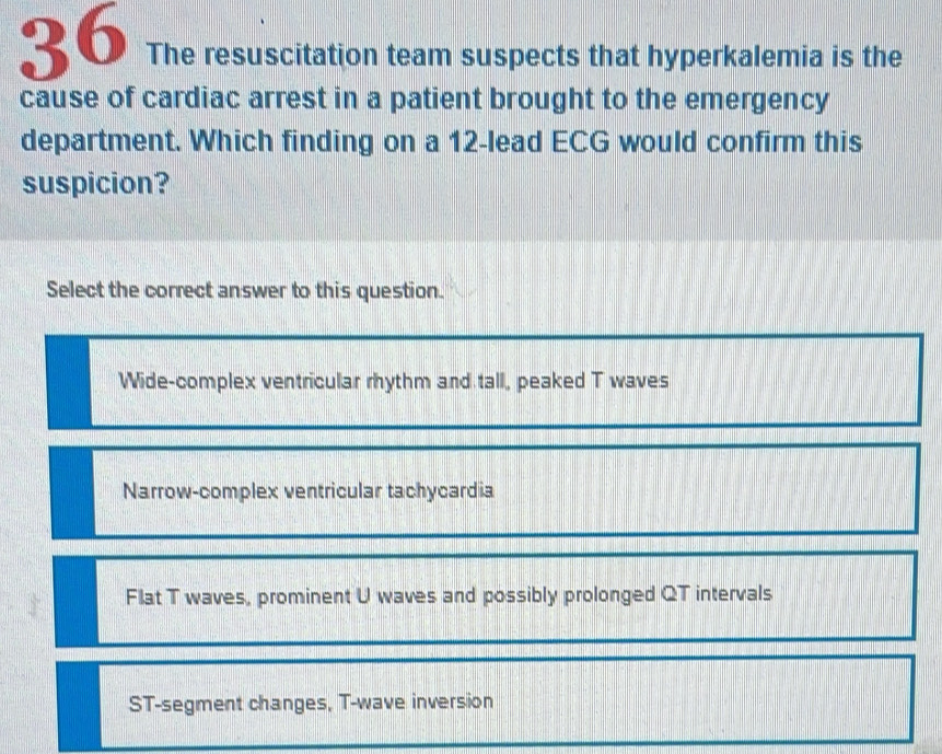 Solved: 3 0 The resuscitation team suspects that hyperkalemia is the cause of cardiac arrest in ...