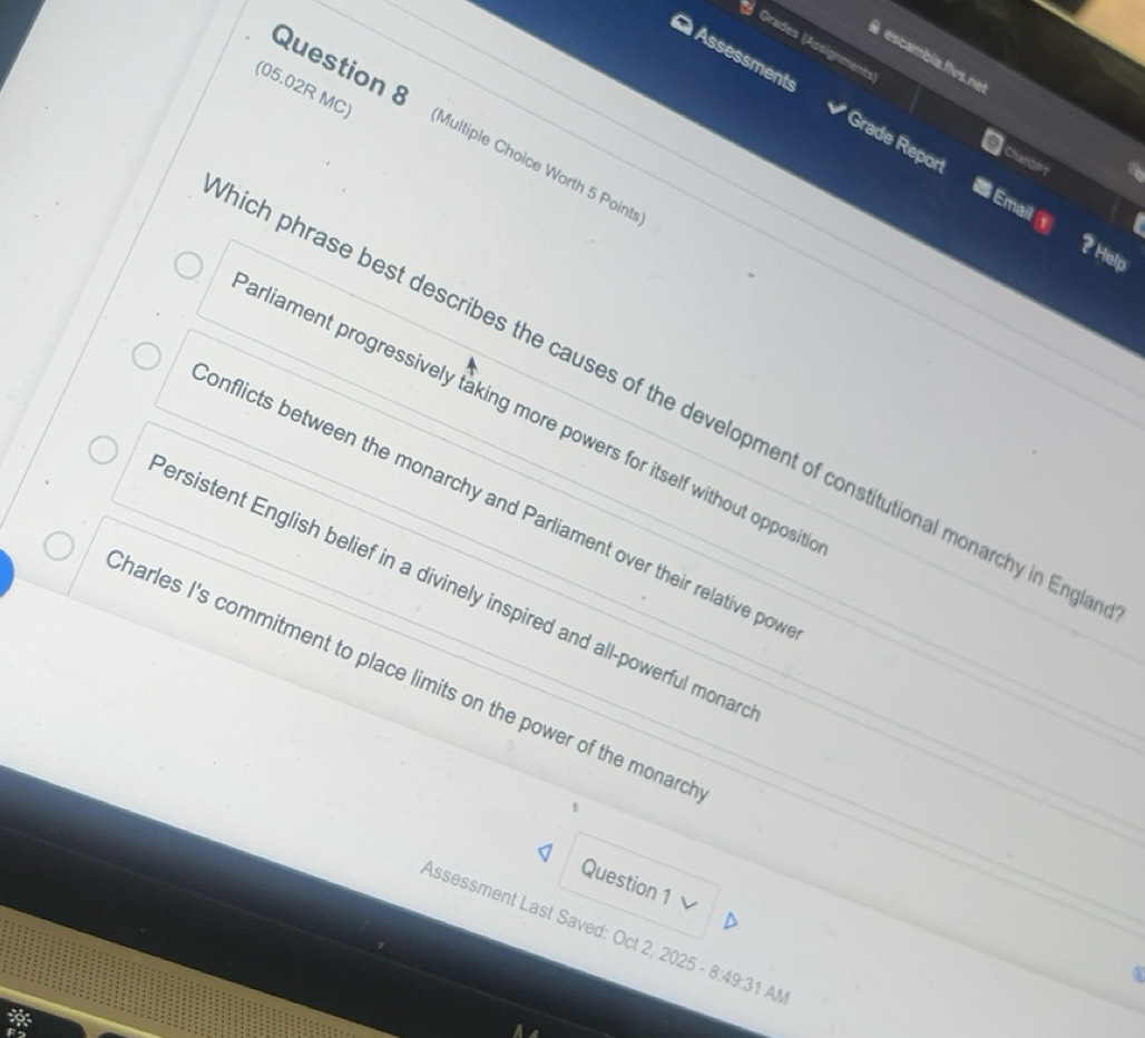 Solved: Órades (Ässignments) escambia.flvs net (05.02R MC) Assessments ...