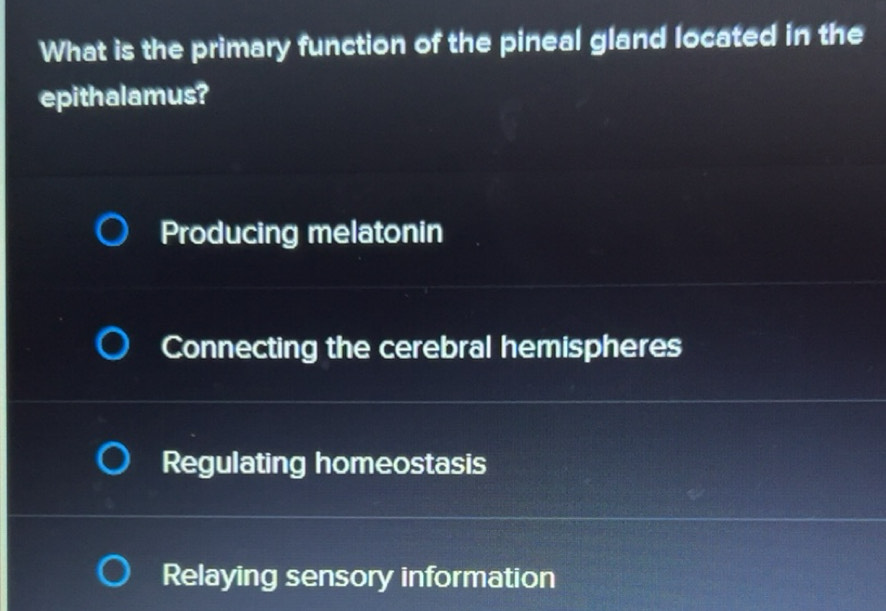 Solved: What is the primary function of the pineal gland located in the ...