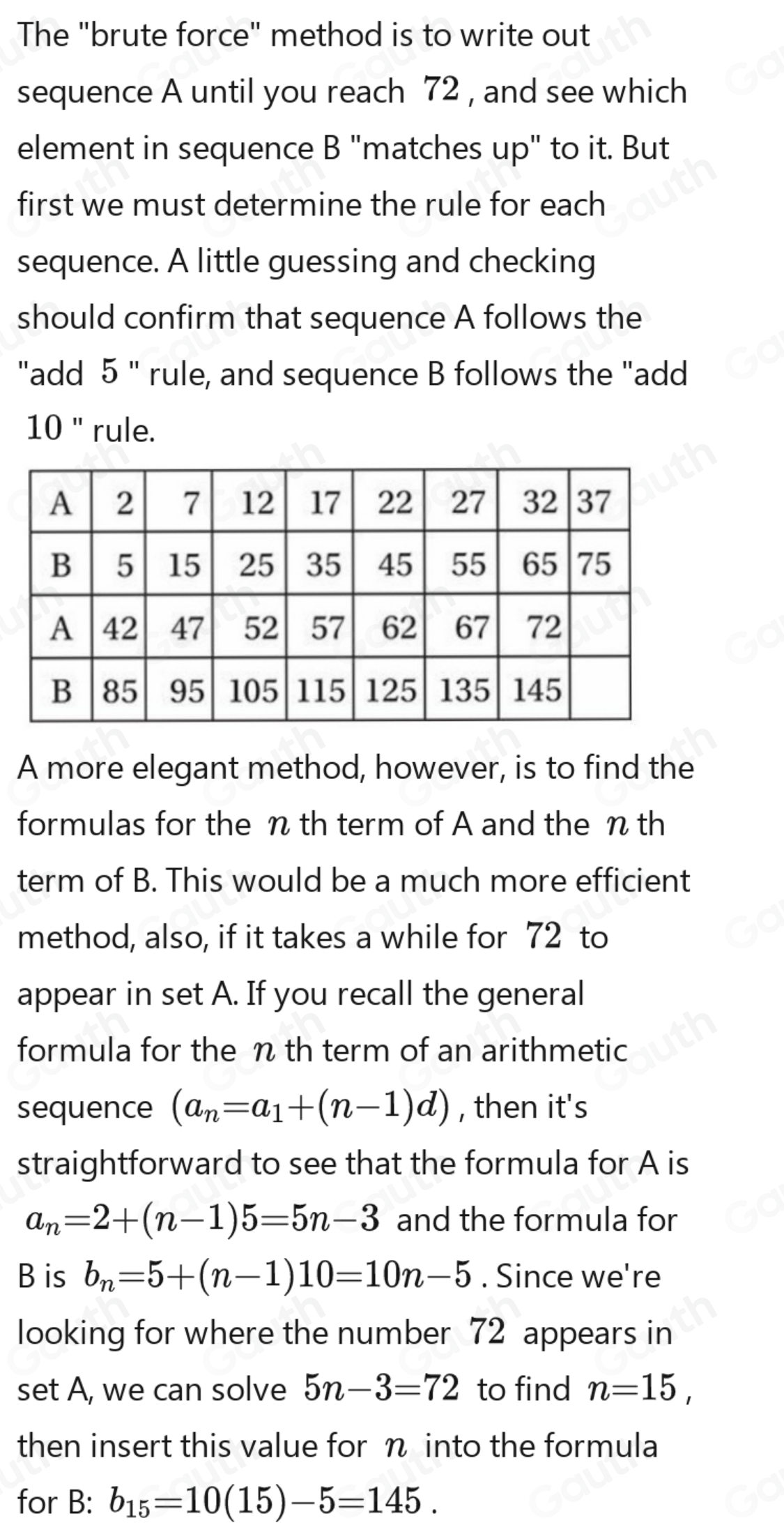 Solved: 6.‘ A: 2, 7, 12, 17, 22, . . . B: 5, 15, 25, 35, 45, . . . Two sequences, A and B ...