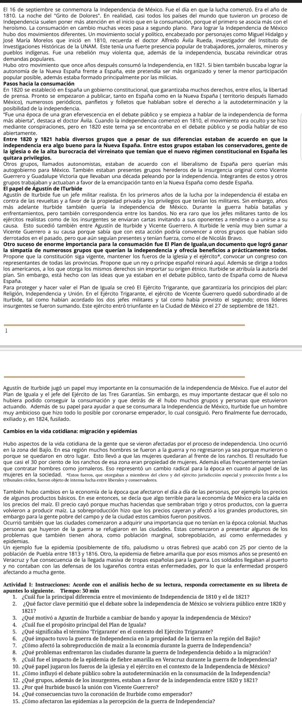 Resuelto:El 16 de septiembre se conmemora la Independencia de México ...