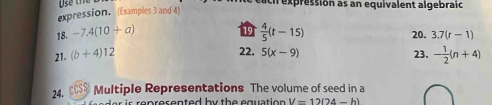 Solved: Use thể ch expressión as an equivalent algebraic expression ...