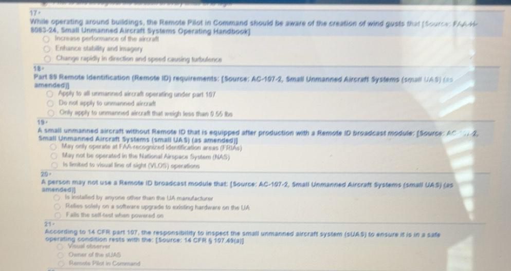 Solved: While operating around buildings, the Remote Pilot in Command ...
