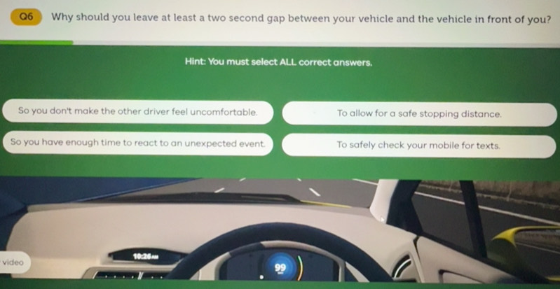 Solved: Why should you leave at least a two second gap between your ...