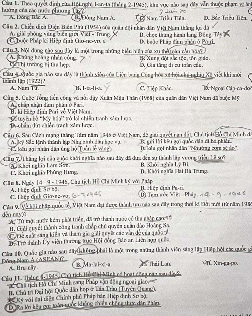 Giải quyết:Theo quyết định của Hội nghị I-an-ta (tháng 2-1945), khu vực ...