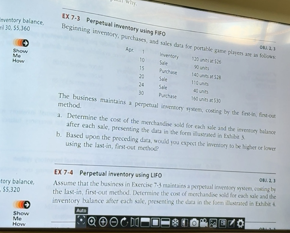 Solved: Tan why. Inventory balance, EX 7-3 Perpetual inventory using ...