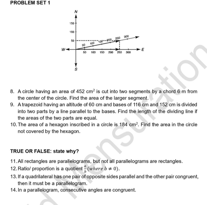 Solved: PROBLEM SET 1 8. A circle having an area of 452cm^2 is cut into ...