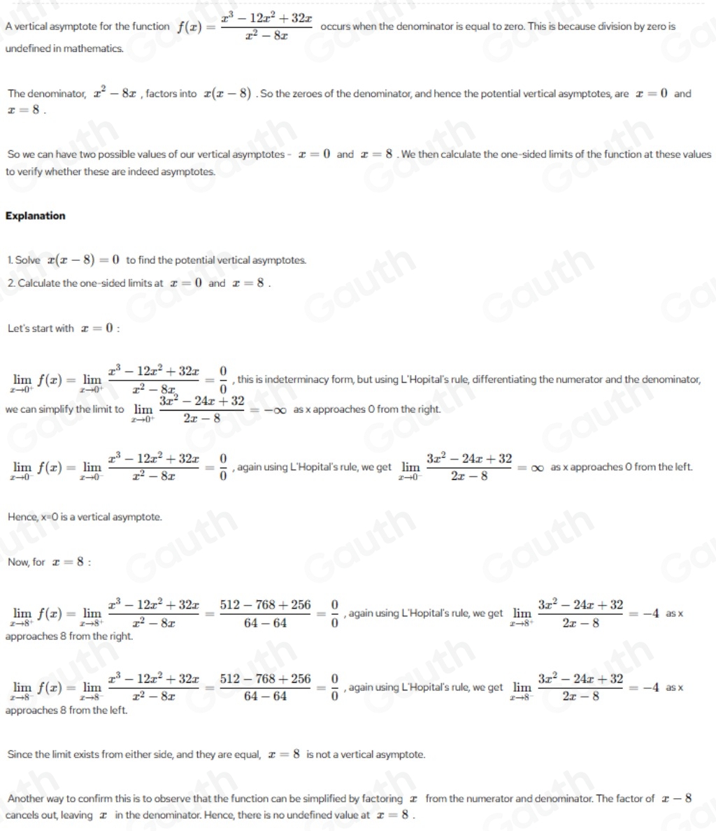 Solved: Find all vertical asymptotes, x=a , of the following function ...