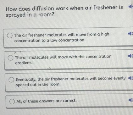 Solved: How does diffusion work when air freshener is sprayed in a room ...