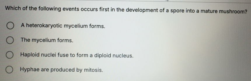 Solved: Which of the following events occurs first in the development ...