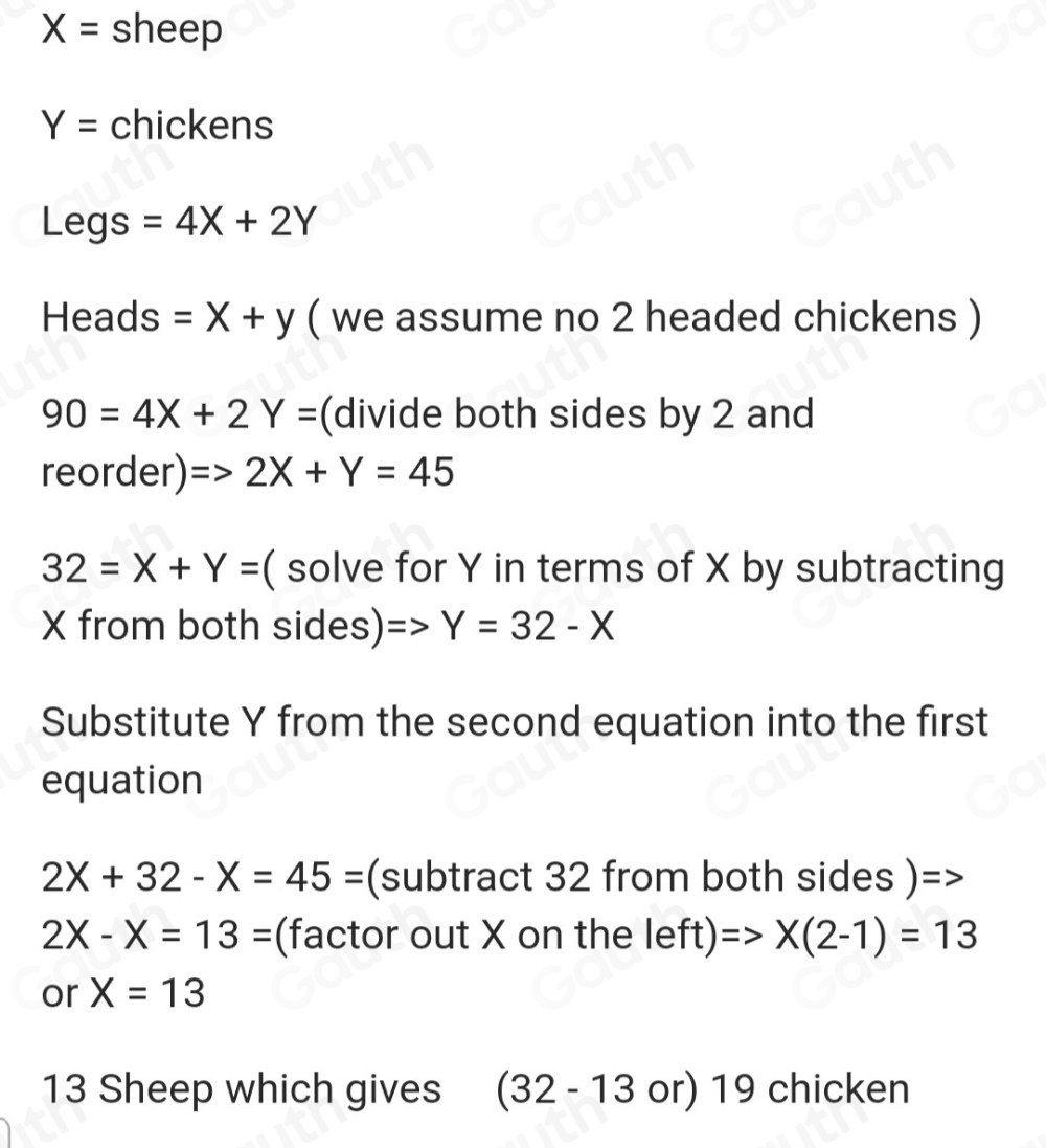 Solved: A farmer has both sheep and chickens on his farm. All the ...