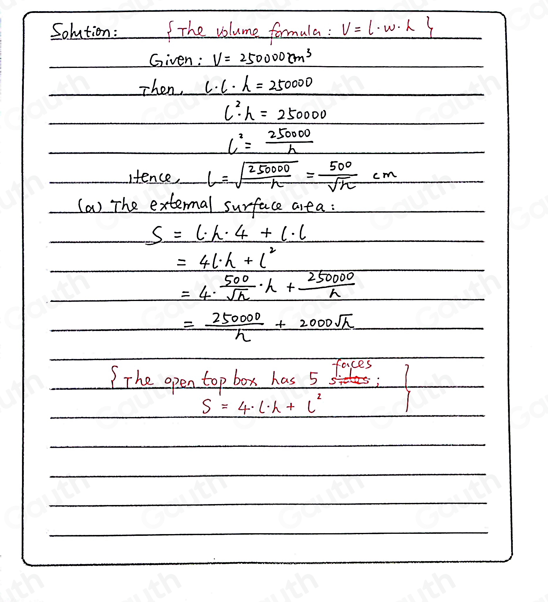 Solved: Figure 3 Figure 3 shows a sketch of a square based, open top ...