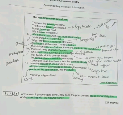 Solved: ion C: Unseen poetry Answer both questions in this section. The ...