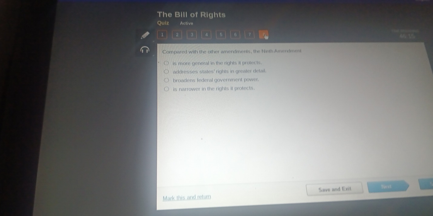 Solved: The Bill of Rights Quiz Active 1 2 3 4 5 6 7 46 15 Compared ...