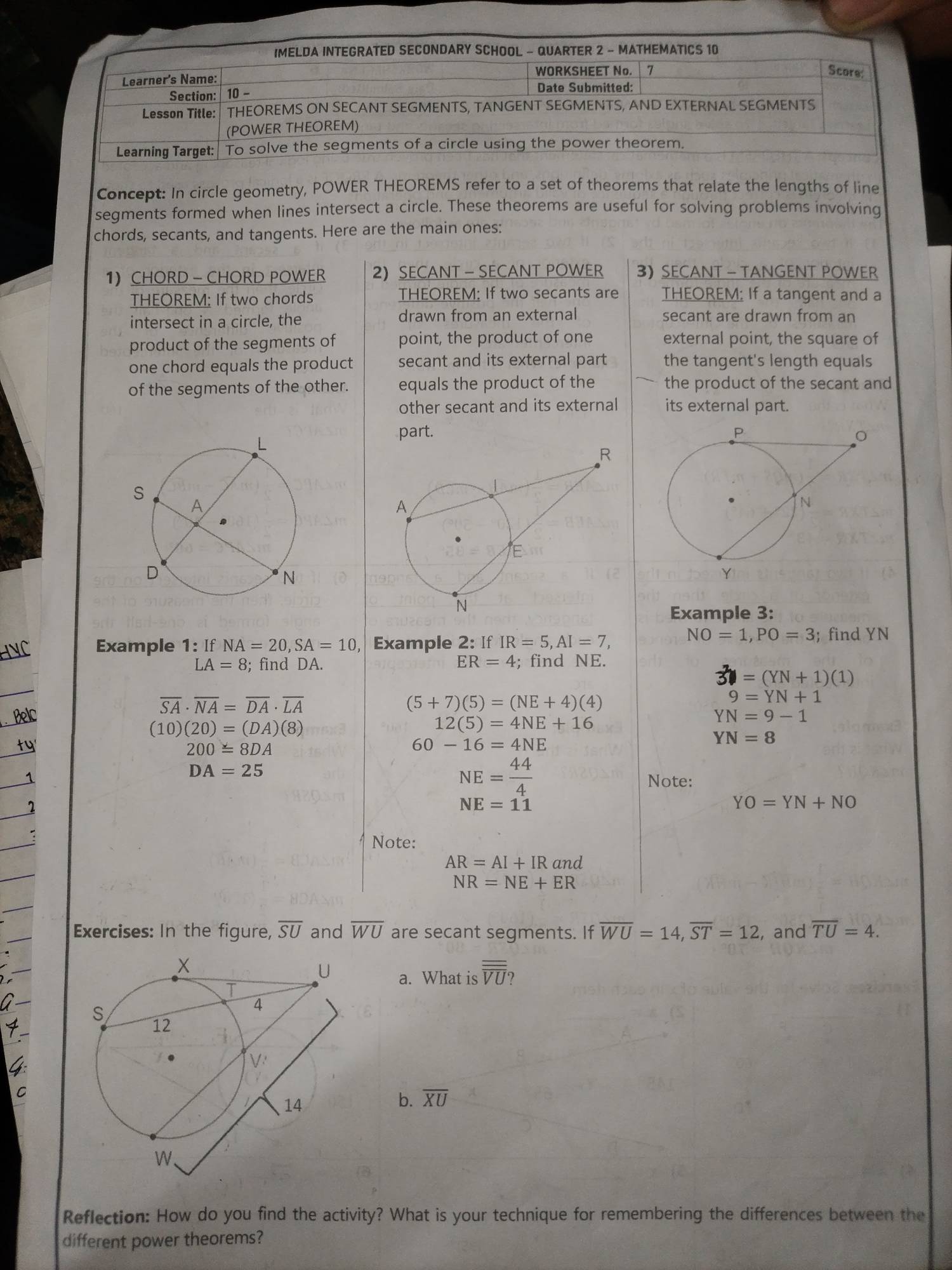 Solved: IMELDA INTEGRATED SECONDARY SCHOOL - QUARTER 2 - MATHEMATICS 10 ...