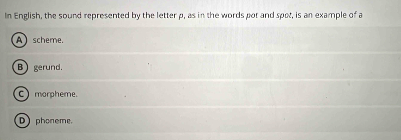 Solved: In English, the sound represented by the letter p, as in the ...