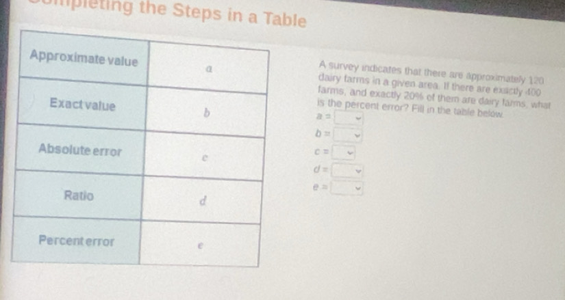 Solved: impleting the Steps in a Table A survey indicates that there ...
