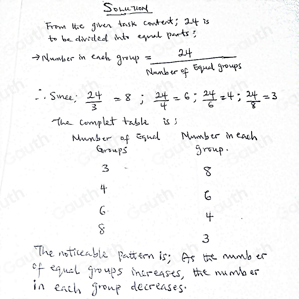 Solved: Some numbers can be divided equally intoer in All=24 groups in ...